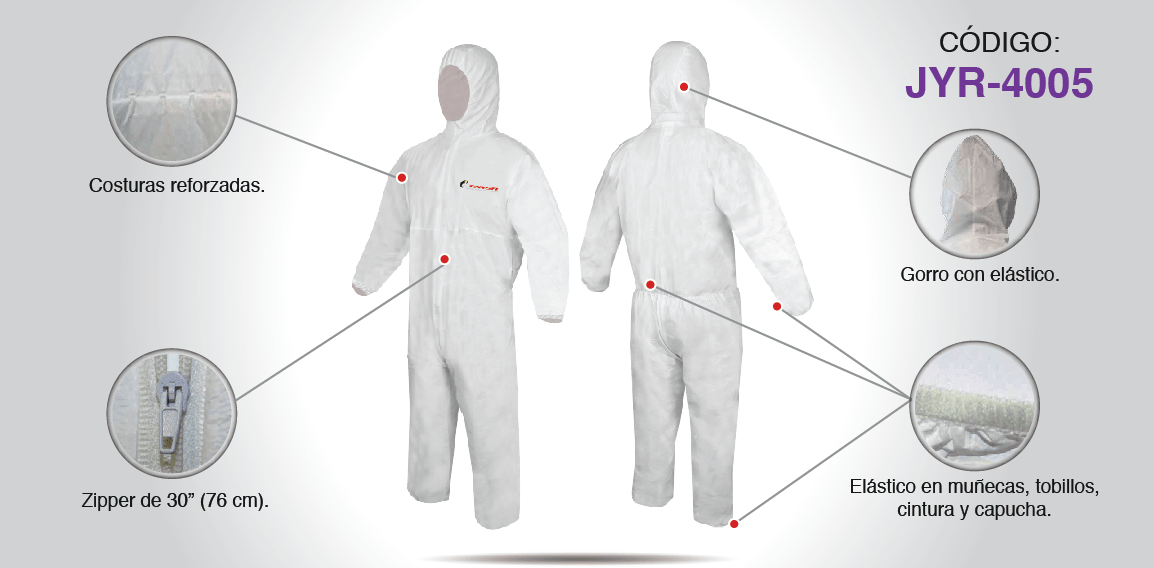 Overol laminado desechable - JYR-4005 - Overoles desechables - Productos Desechables - por JYRSA