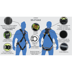 Arnés premium en forma de x con anillo D en la espalda pecho - SS-P10AX - Arnes seguridad